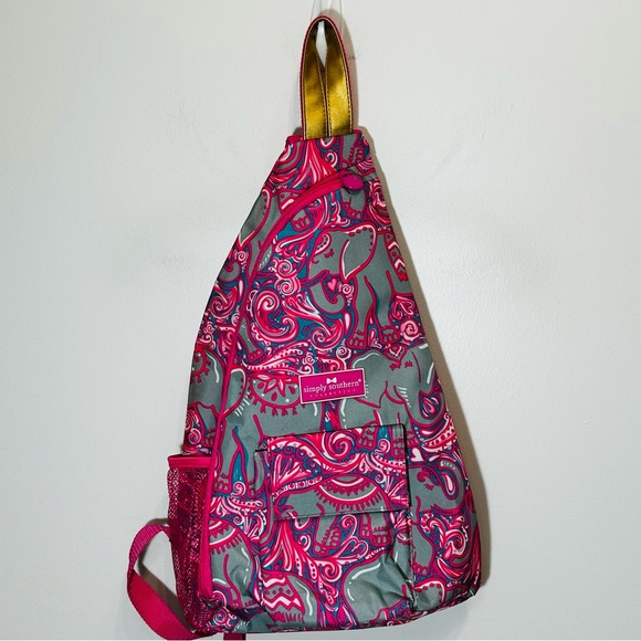 Simply Southern | Bags | Simply Southern Sling Backpack Pink Gray ...